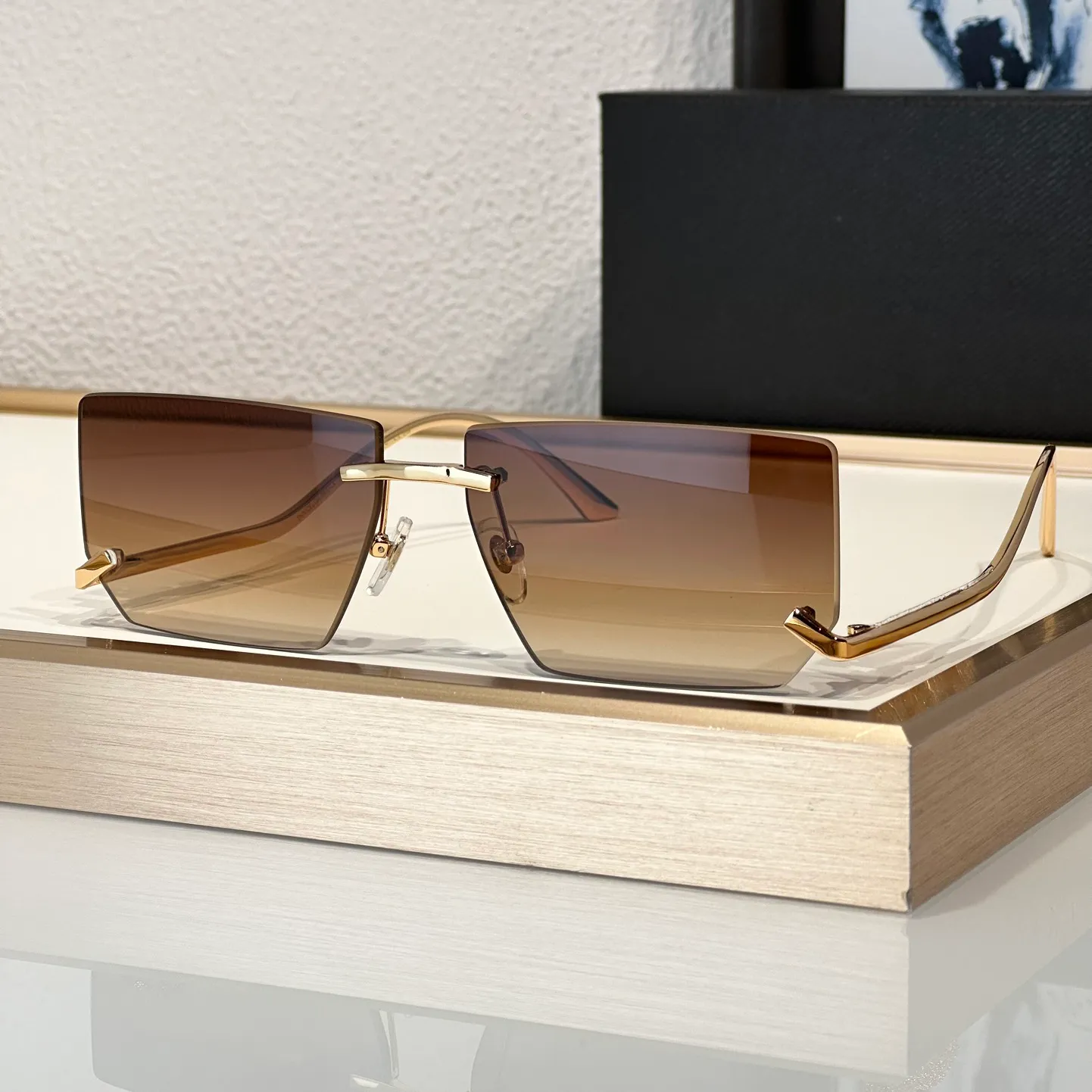 Rectangle Frameless Sunglasses Metal Square Frame Anti-Ultraviolet for ...