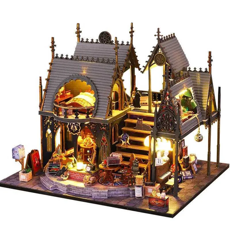 DHgate.com:"Wooden DIY Dollhouse Kit with Miniature Furniture for Kids ...