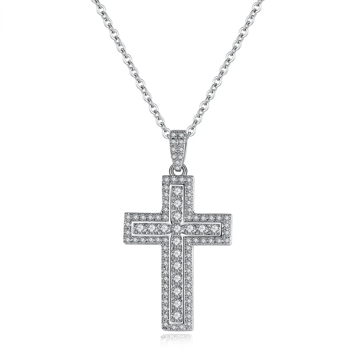Designer Micro Inlaid Cross Pendant Necklace Copper Plated with AAA ...