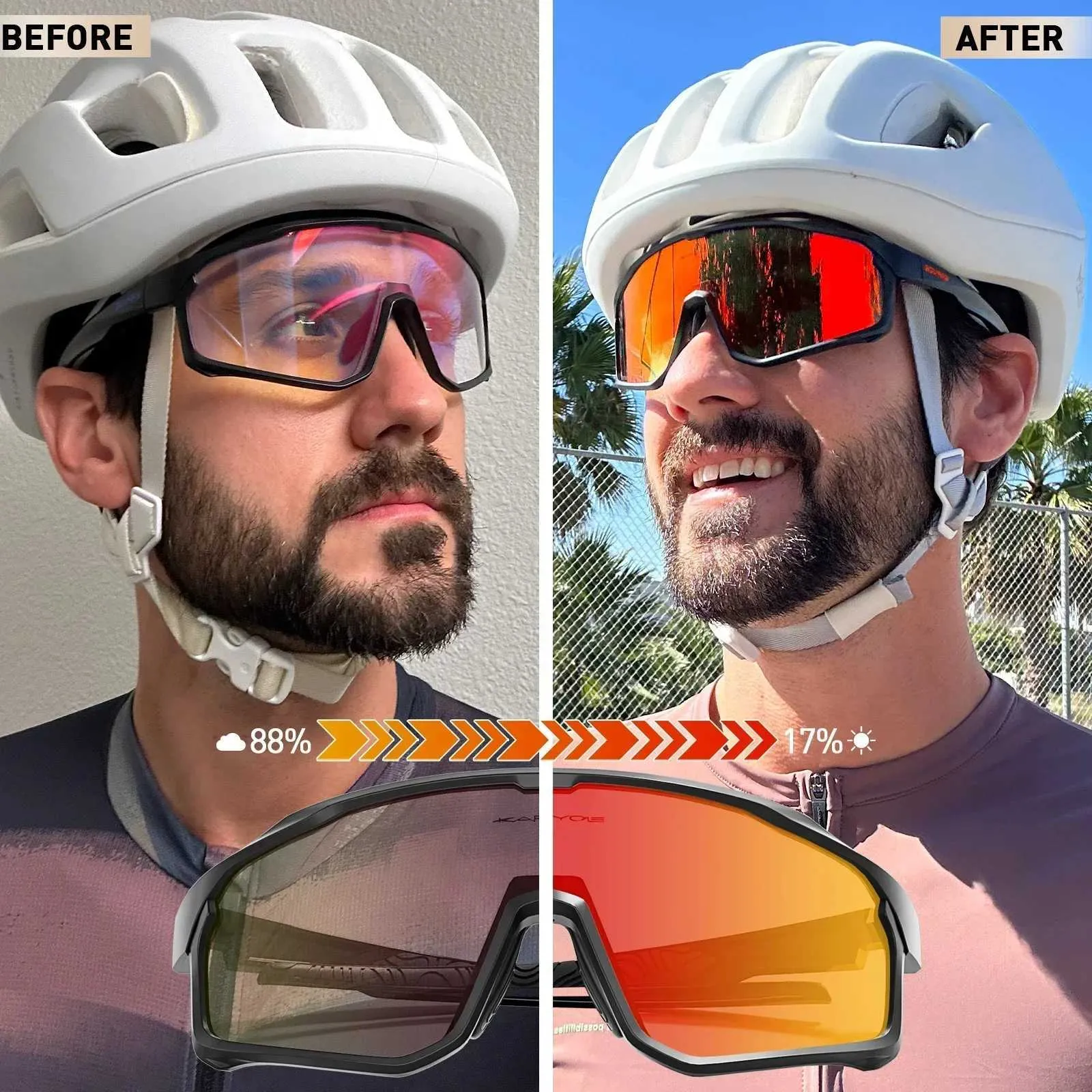 Kapvoe Sports Photochromic Mountain Bike Sunglasses For Men And Women ...