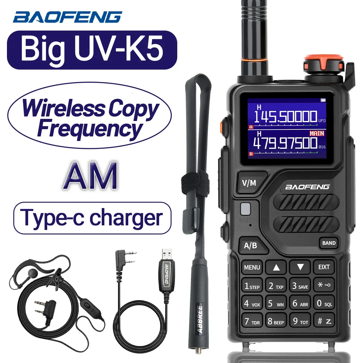 Pro Walkie Talkies, 12W Long Range Air Band Radio, DTMF Charger, AM/FM ...
