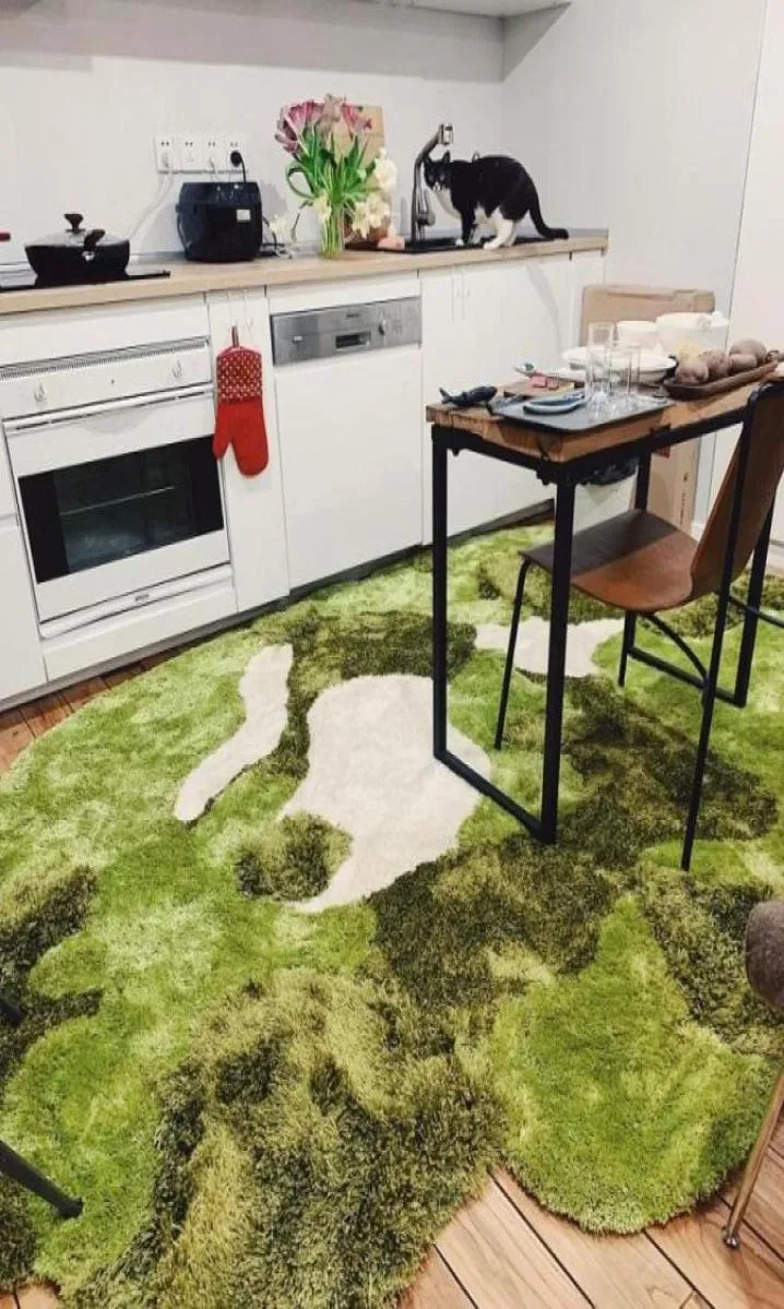 Hand Tossed Green Forest Moss Rug For Home Living Room And Kids Room ...