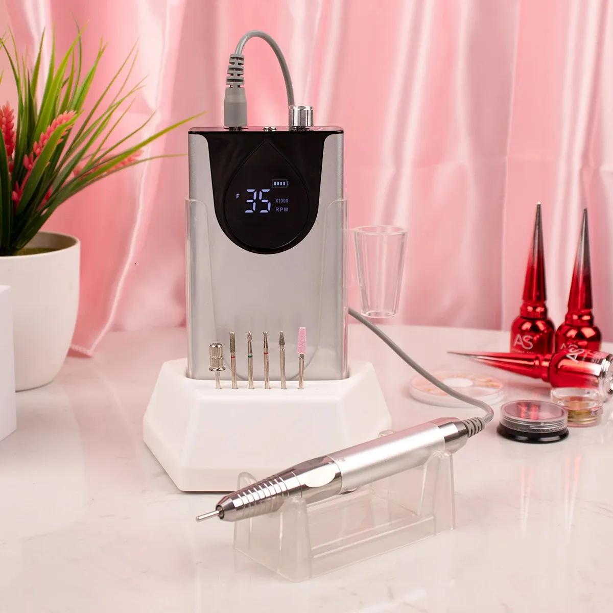 Brushless Portable Nail Drill 35,000 RPM Cordless, Aluminum Alloy ...