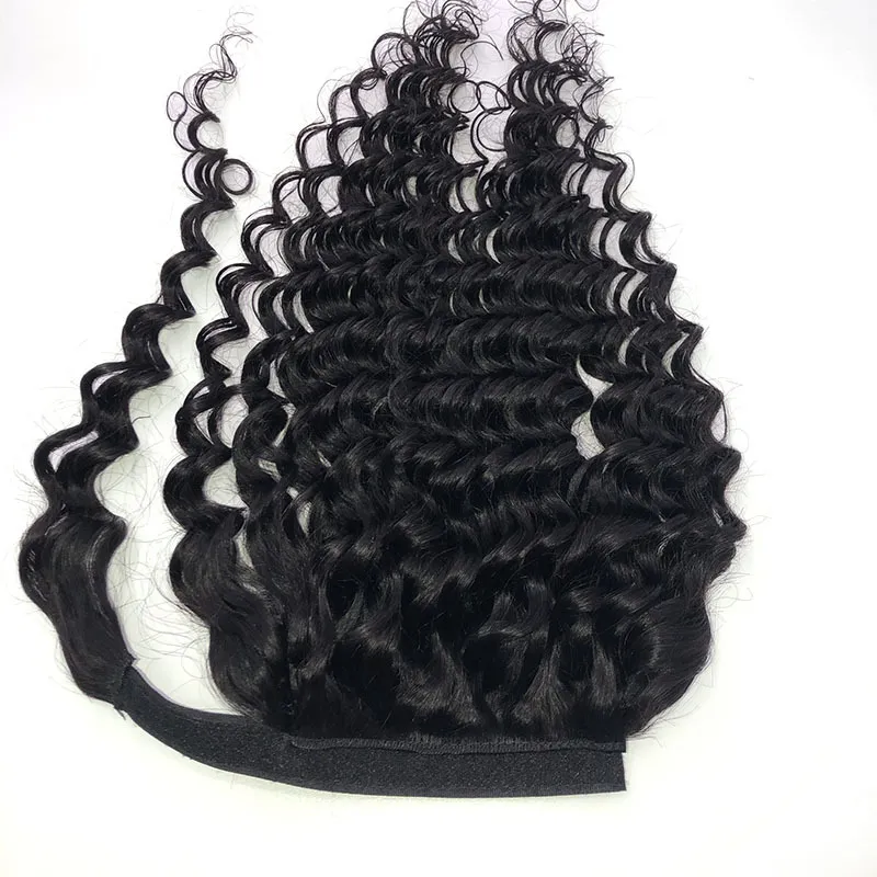 Deep Wave Curly Ponytail: Brazilian Human Hair Extensions, 12-28 Inch ...