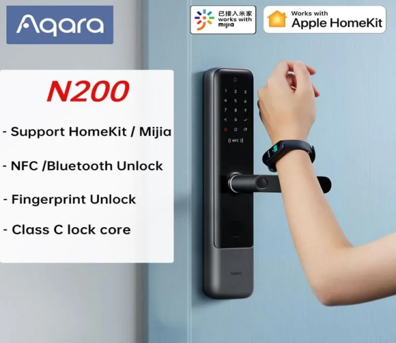 AQara N200 Smart Revolo Smart Lock With 3D Fingerprint, Password, NFC Unlock, Class C Mechanical ...