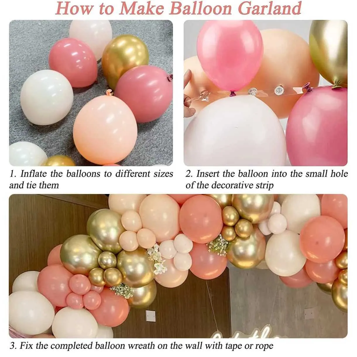 Boho Chic Balloon Garland Kit: Powder Blush, Sand, & White Party ...