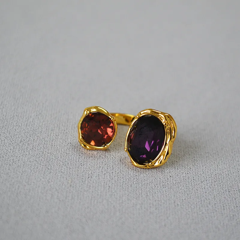 Natural Stones Cluster Rings Open End Glass Stone Ring From ...