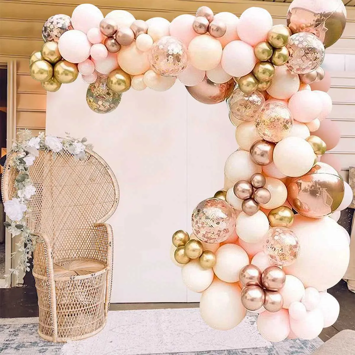 1st Birthday Balloons Rose Gold Garland Arch Kit Princess Decorations ...