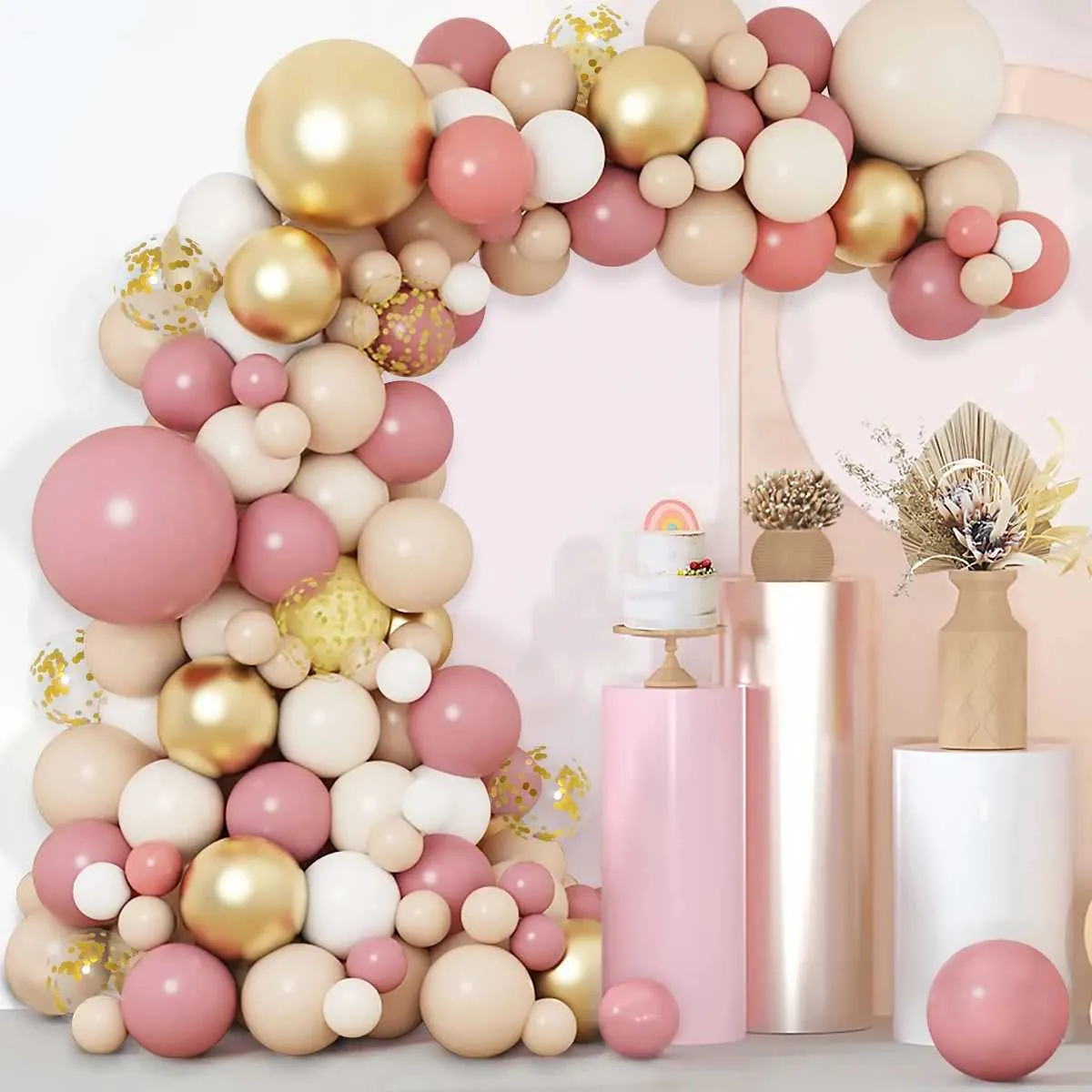 DHgate.com:Retro Pink Gold Balloon Garland Arch Kit: 100pcs Latex Balloons for Wedding, Birthday ...