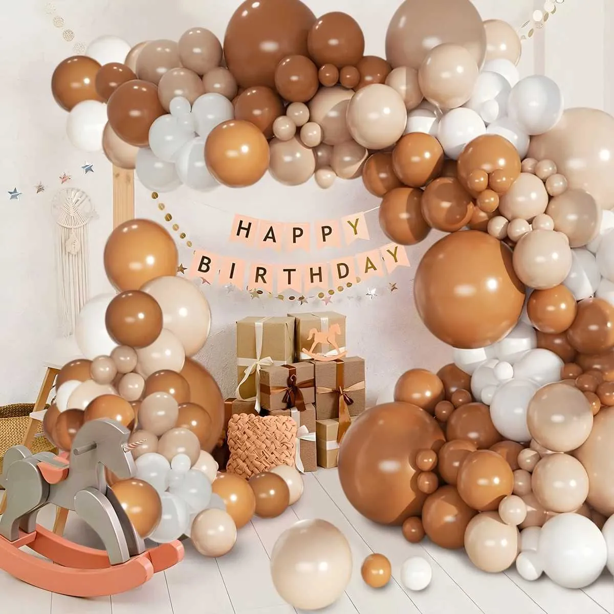 Cocoa & Orange Double-Stuffed Balloon Arch Garland for Birthdays ...