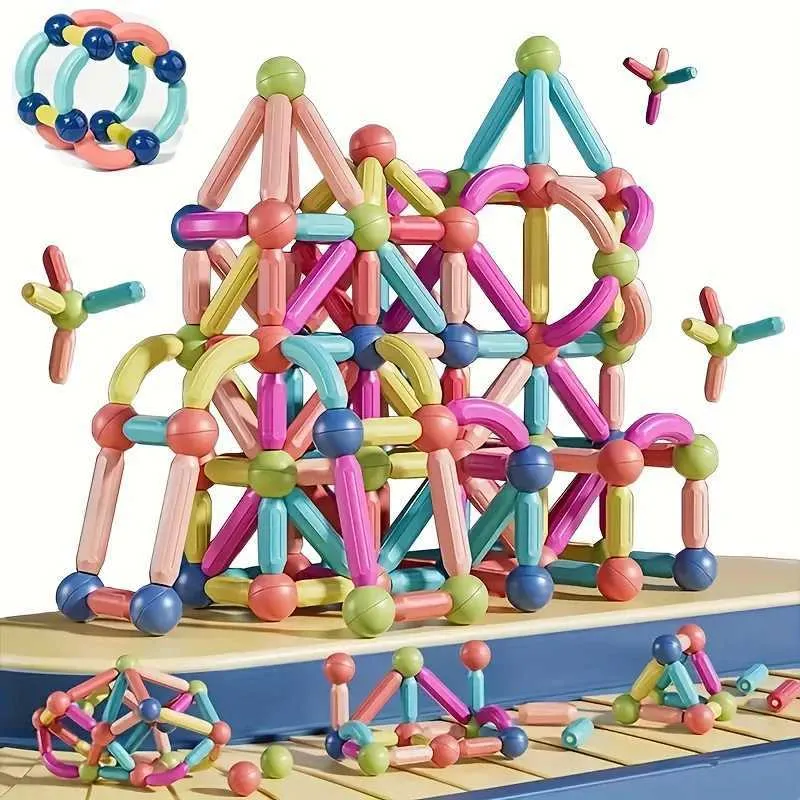 Magnetic Building Blocks: Colorful 3D DIY Magnet Tiles Construction ...