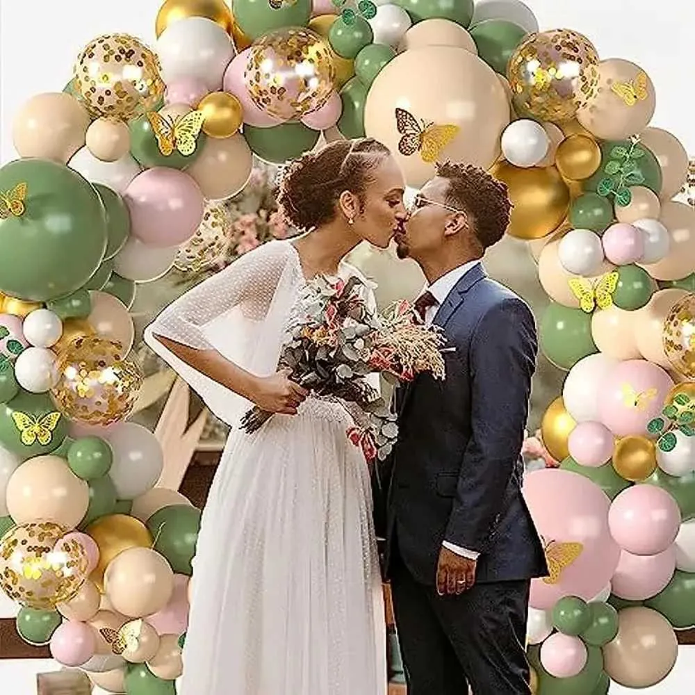 DHgate.com:Wedding Balloon Arch Kit: Green & Pink Latex Garland for ...