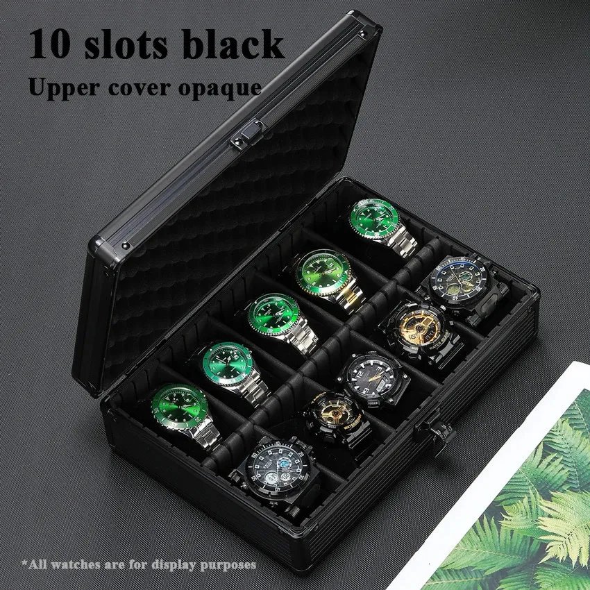 10 Slot Aluminum Alloy Watch Storage Box with Internal Baffles and ...