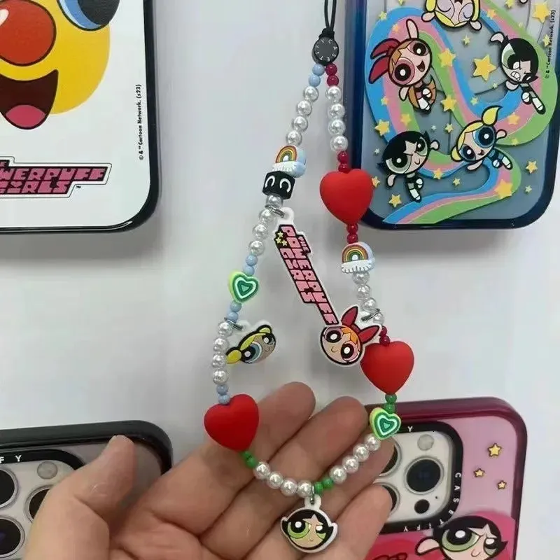 Anime Keychains Powerpuff Girls Plush Keychain Cute Cartoon Phone Chain ...