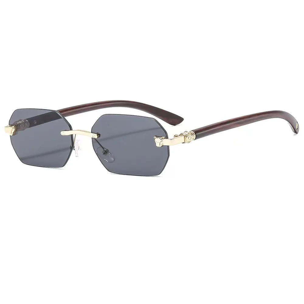 New Designer Rimless Metal Sunglasses For Men And Women, Leopard Head ...