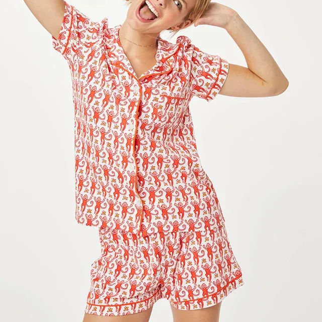 Rollers Rabbits Pajamas Set Women Two-Piece Acrylic Animal Print ...