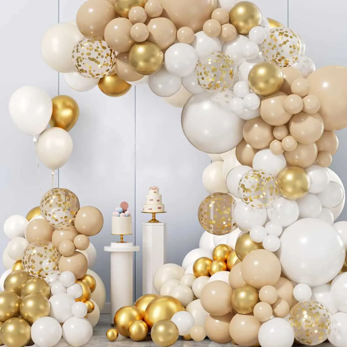 Macaron Balloon Garland Arch Kit: White Gold Latex Balloons for ...