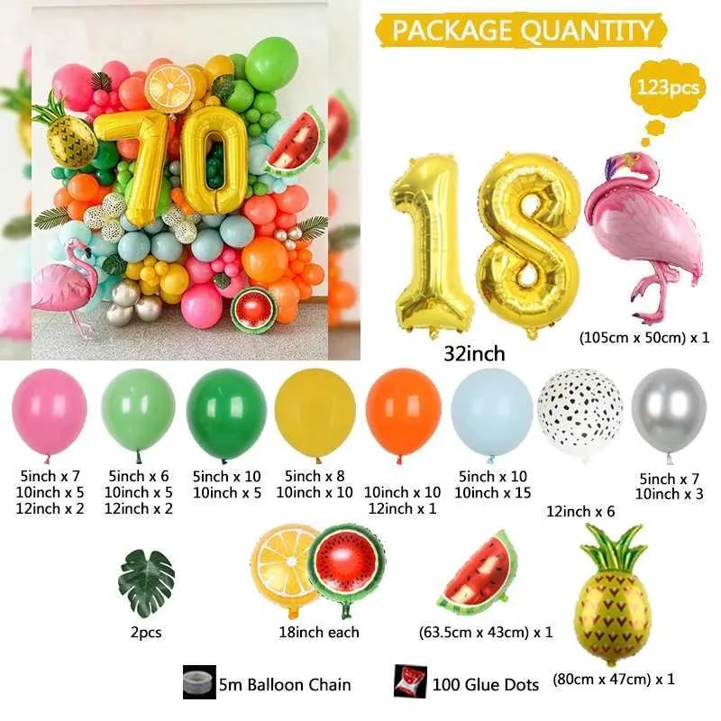 DHgate.com:123-Piece Haii Theme Balloon Garland Kit with Gold Number ...