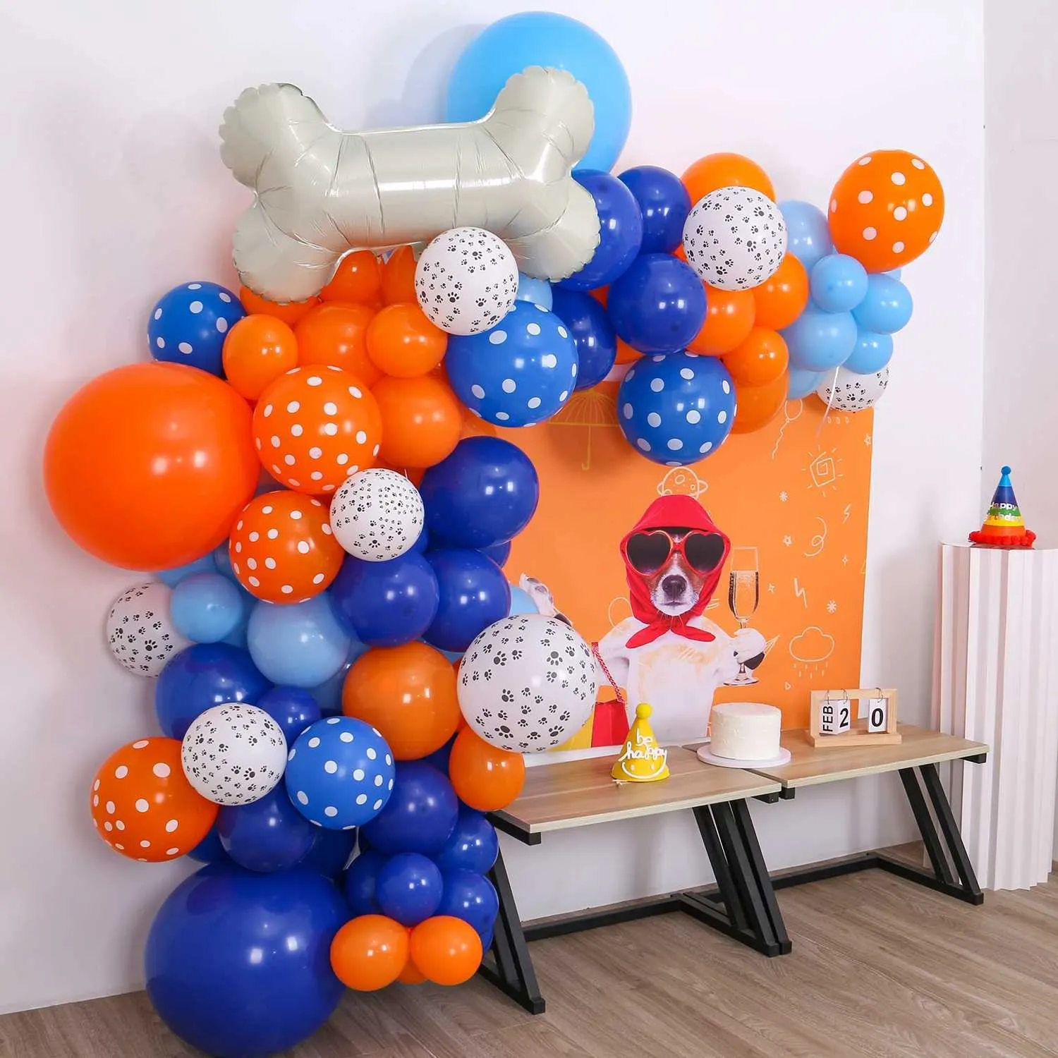 DHgate.com:113 Piece Dog Themed Party Balloons, Blue & Orange Bone ...