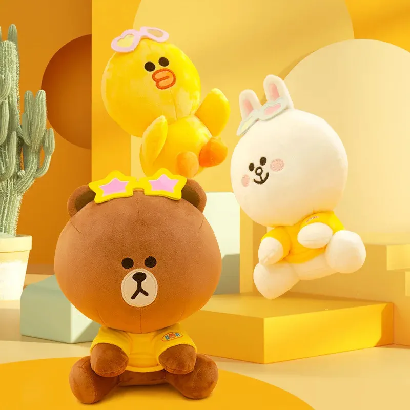 Line Friends Brown Bear Cony Sally Cute Plush Star Doll Kawaii Fluffy ...