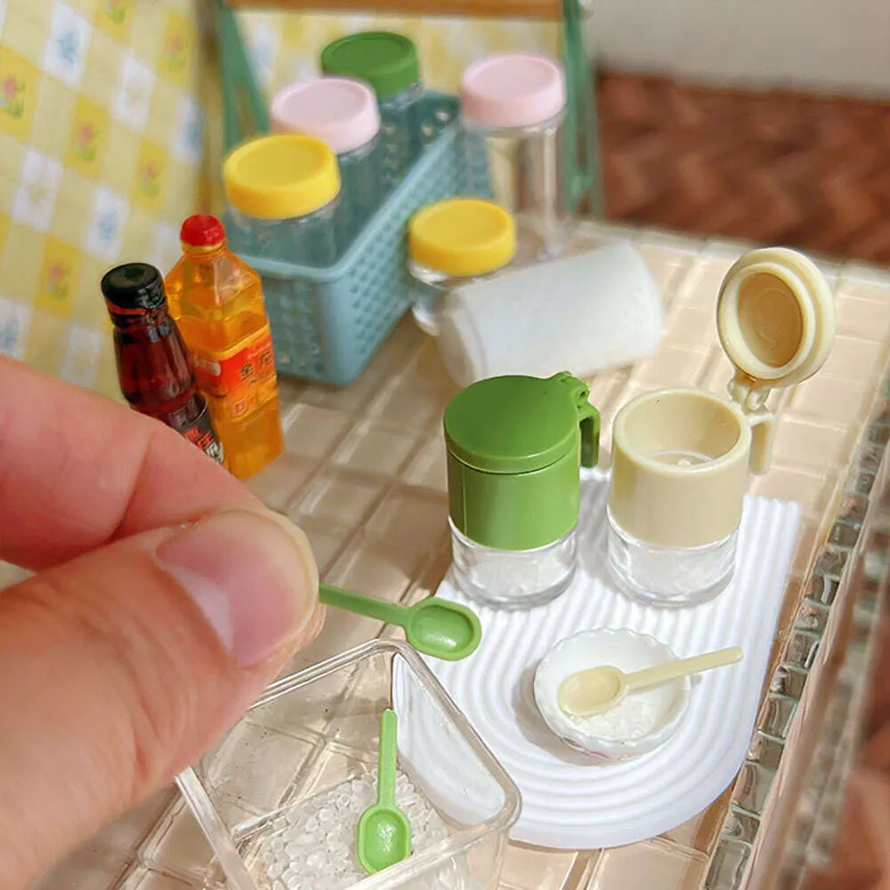 Mini Condiment Jars Dollhouse Miniature Kitchen Oil Soy Sauce Pots For ...