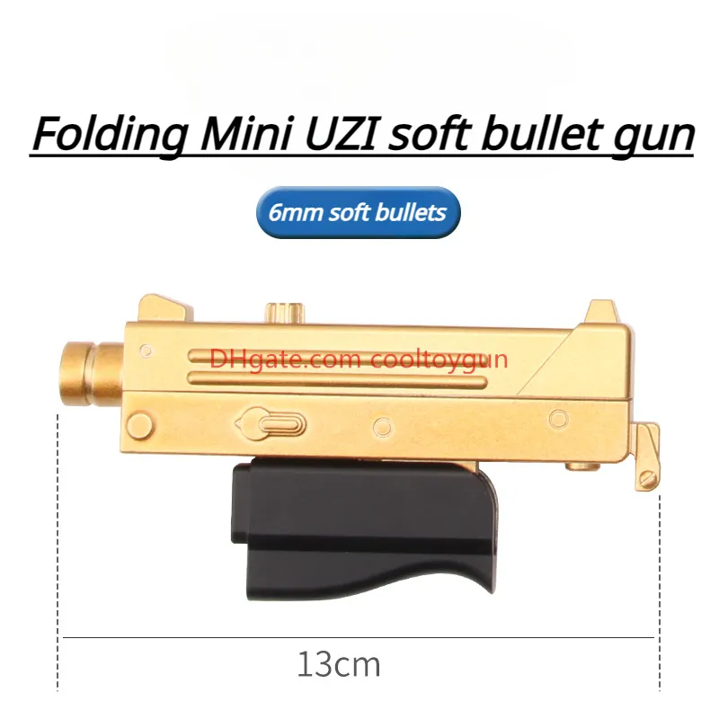 MIni UZI Foldable Metal Toy Gun Soft Bullets Exquisite Model Portable ...