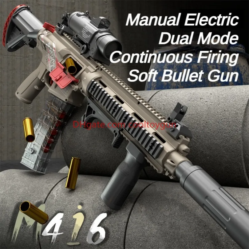 Shell Ejecting Toy Gun DIY M416 Soft Bullet Rifle, Dual Mode Automatic ...