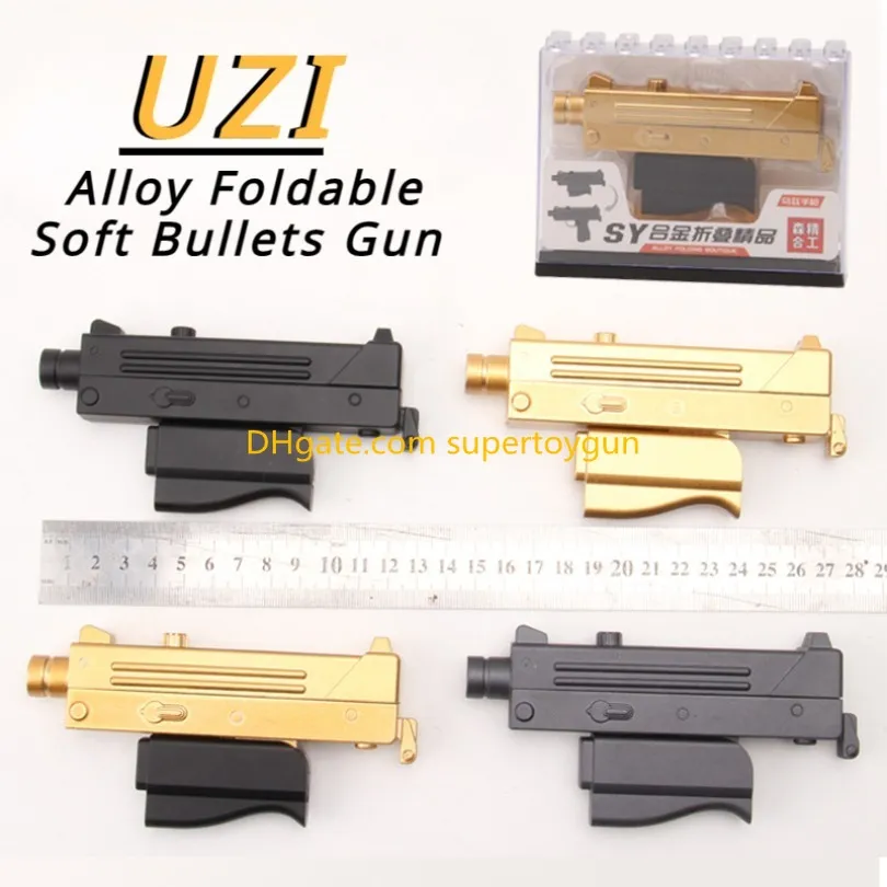 MIni UZI Foldable Metal Toy Gun Soft Bullets Exquisite Model Portable ...