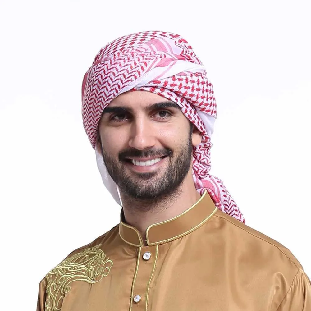Durag Scarf Mens Arab Bandana Headwear Islamic Print Cotton Blend 22x22 ...