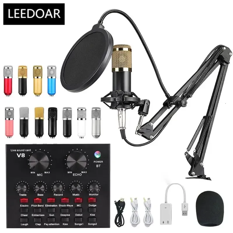 Professional Studio Condenser Microphone Set With V8/V9/P10 Sound Card ...