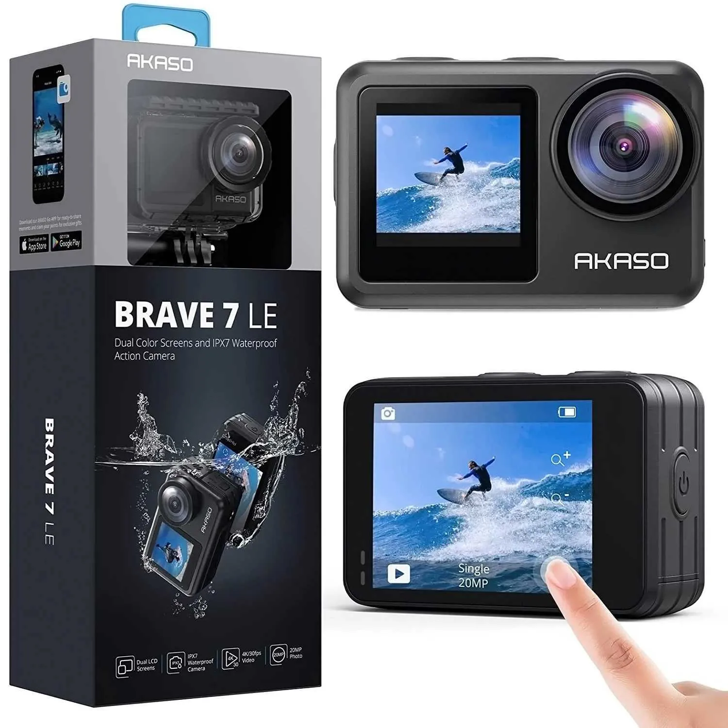 DHgate.com:4K 30FPS Action Camera: AKASO Brave 7 Touchscreen Underwater ...