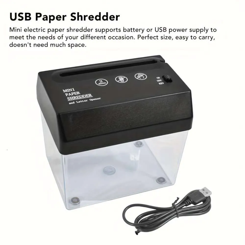 USB Mini Electric Office Desktop Shredder for A6 Paper Strips - Compact ...