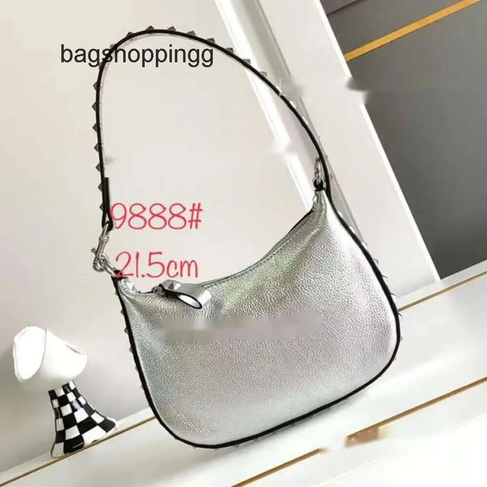 Litchi Event Designer Hobo Vo Pattern Stud Silver Shoulder Bag With ...