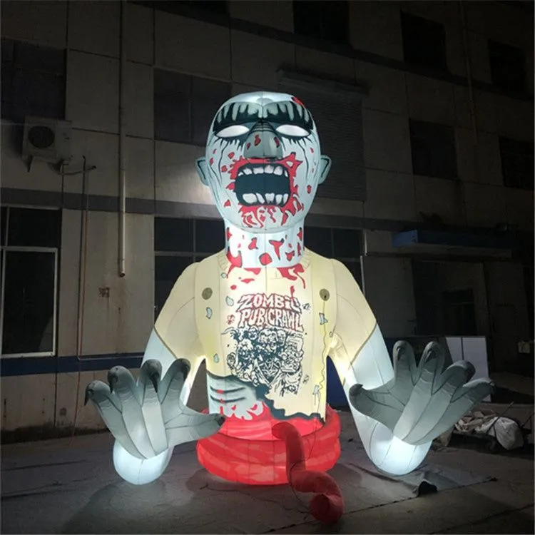 Giant Animated Halloween Inflatables Devil Ghost Zombie with LED Lights ...