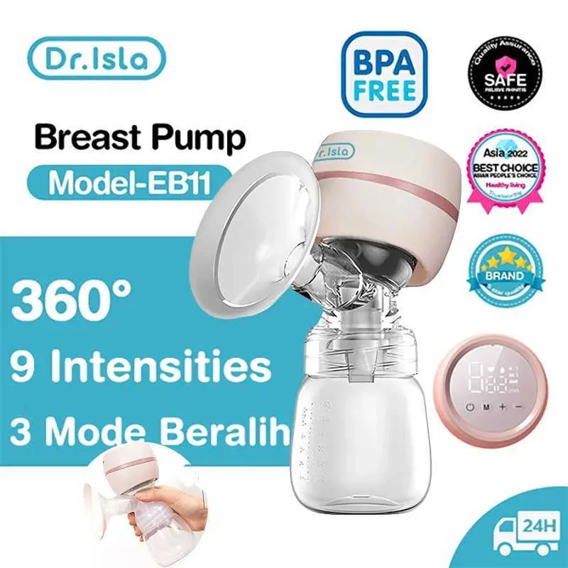 Dr. Isla Electric Breast Pump: Silent, Portable, USB Charging, Adjustable Suction, BPA-Free from ...