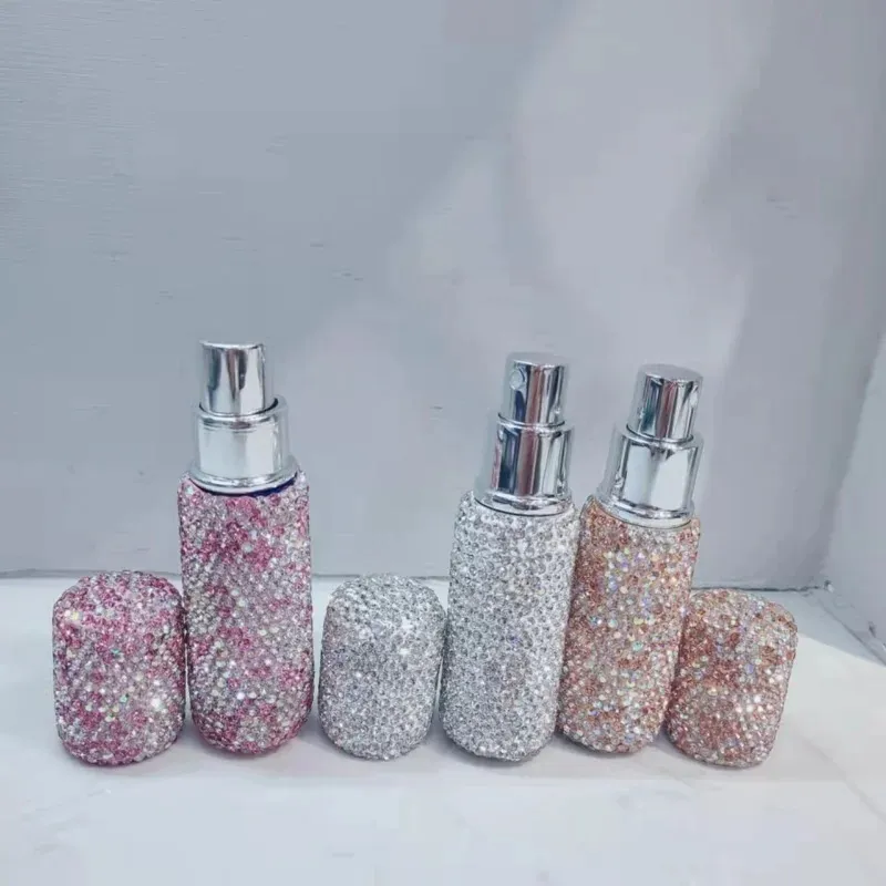 Diamond Glass Mini Perfume Bottles, Portable 10ml Refillable Spray Pump ...