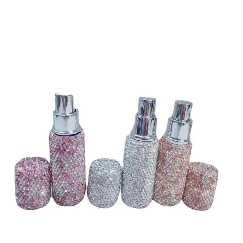 Diamond Glass Mini Perfume Bottles, Portable 10ml Refillable Spray Pump ...