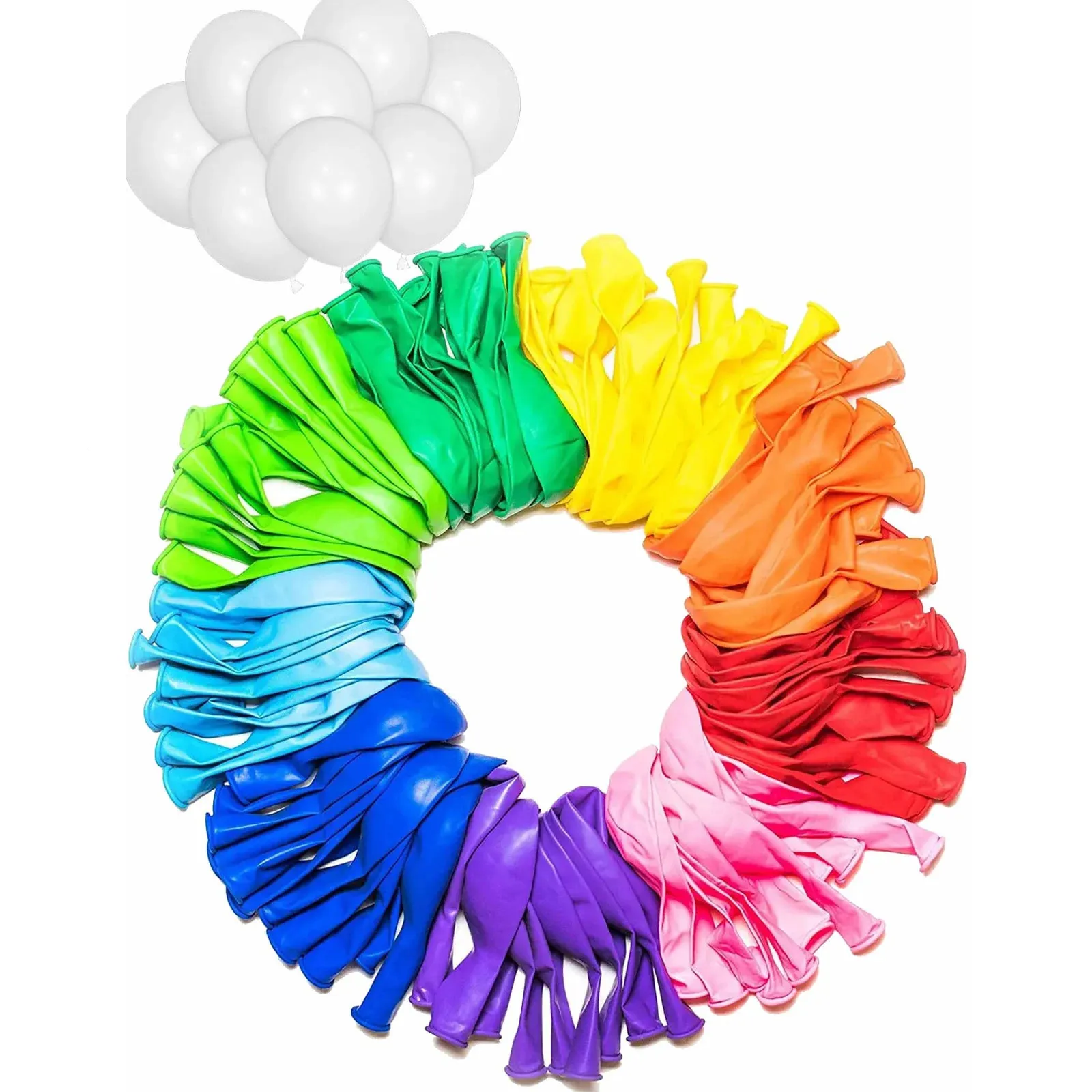 240514 Rainbow Balloons Set 100 Pack 12 Inch Assorted Bright Colors For ...