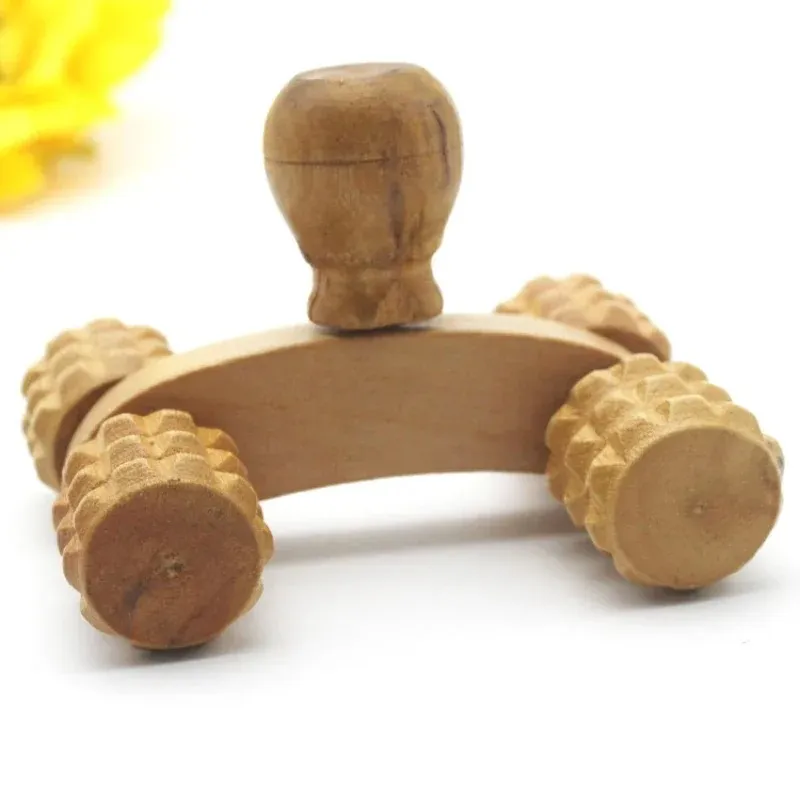 2024 Solid Wood full body foam roller with 4 Wheels for Relaxing Hand ...