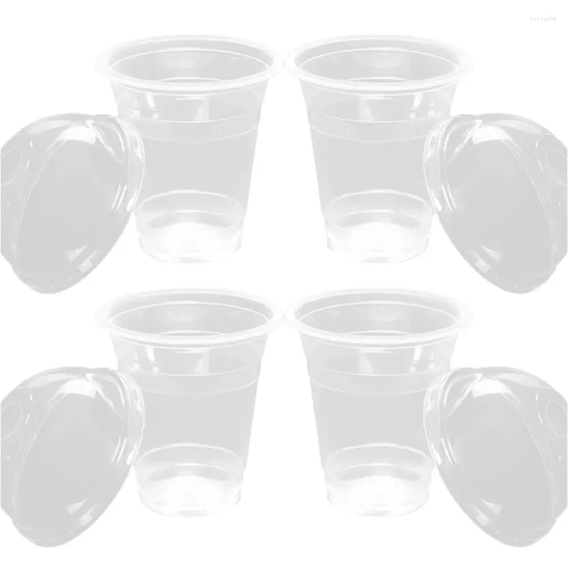 50 Clear Disposable Cups With Dome Lids 400ml/6g Capacity For Tea And ...