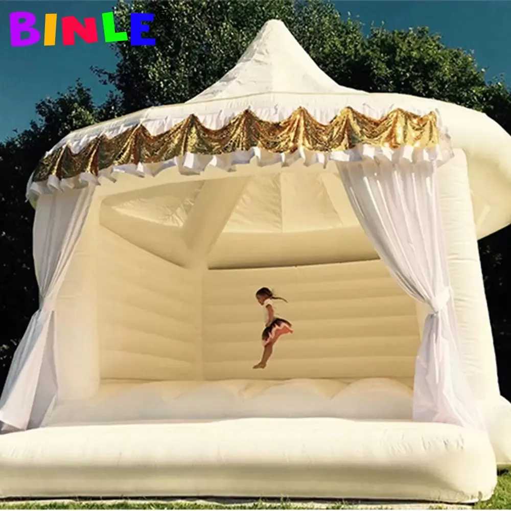 Royal White Wedding Bounce House Inflatable Bouncy Castle With Tent ...