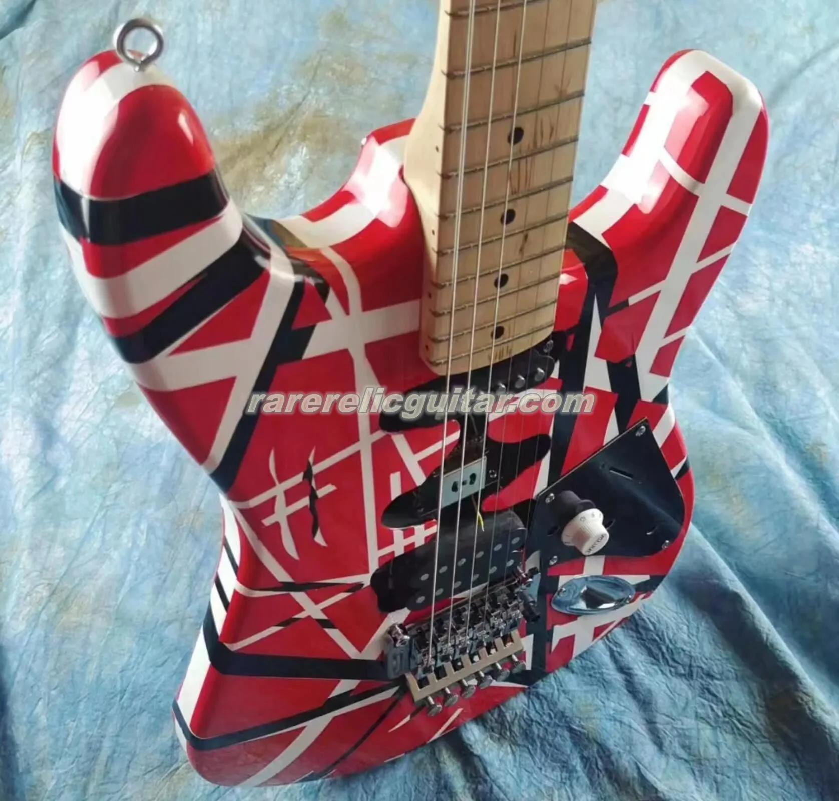 Red Electric Guitar Edward Van Halen Black White Stripes Red Franken ...