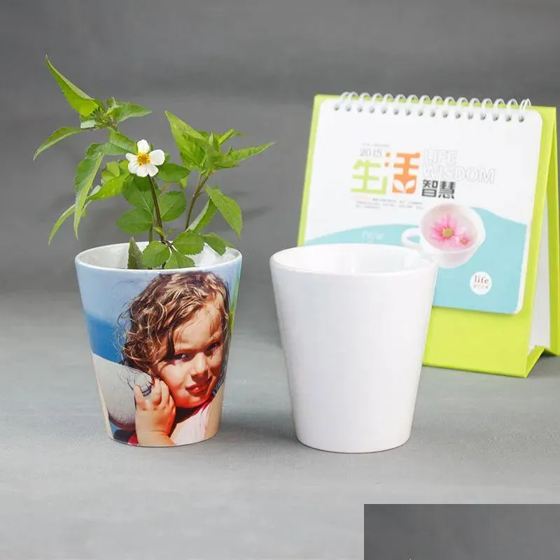 12oz Ceramic Porch Flower Pots For Sublimation Flower Heat Pressing ...