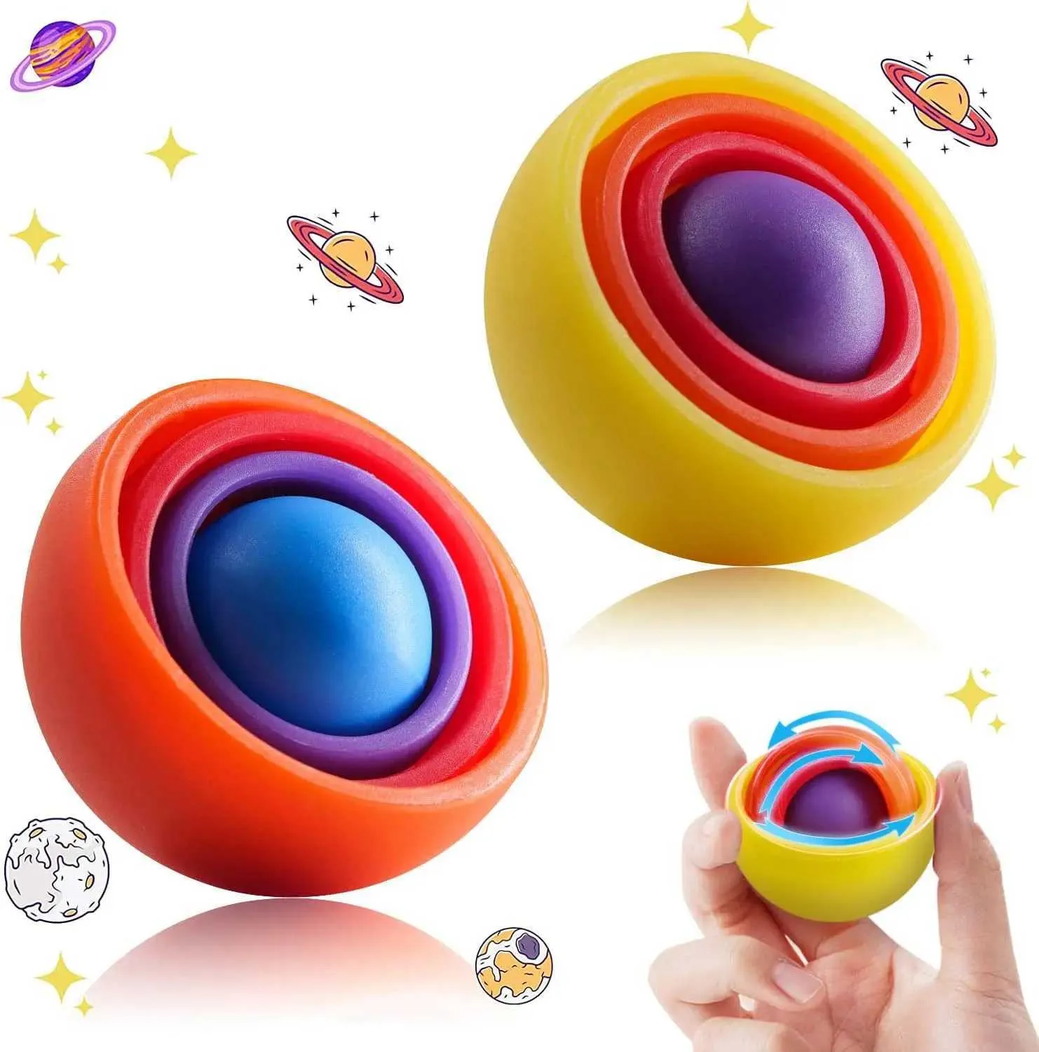 Magnetic Led Light Handheld Rotary Gyro Fidget Toys Set Of 2 For ...