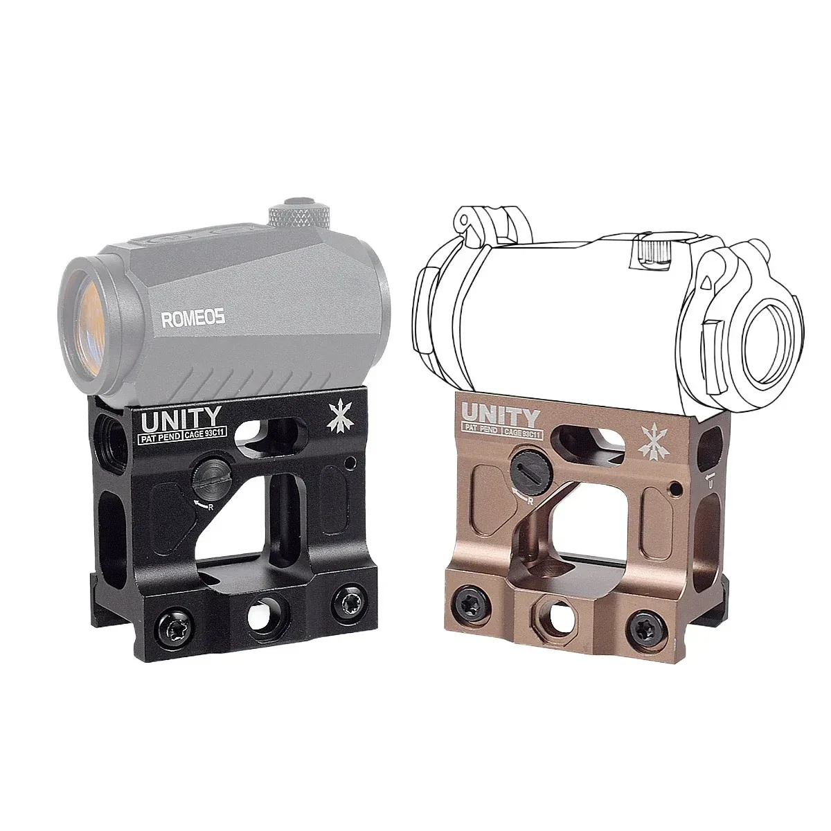 UNITY Fast Riser Mount Low And High For Tactical Airsoft T01 T02 ROMEO5 ...