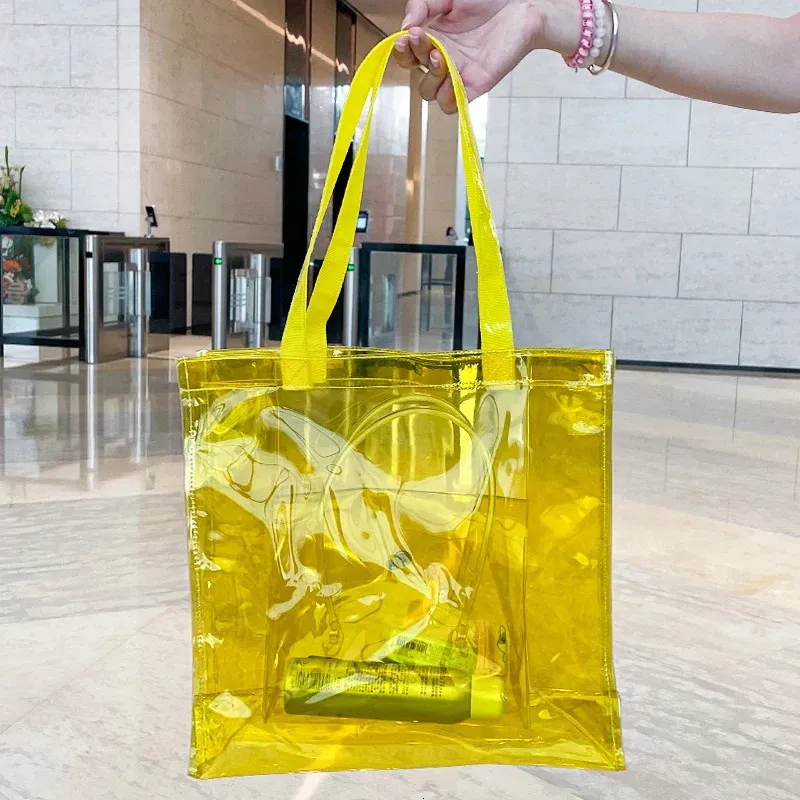 Transparent PVC Waterproof Tote Bag Reusable Clothing Eco Fashion ...