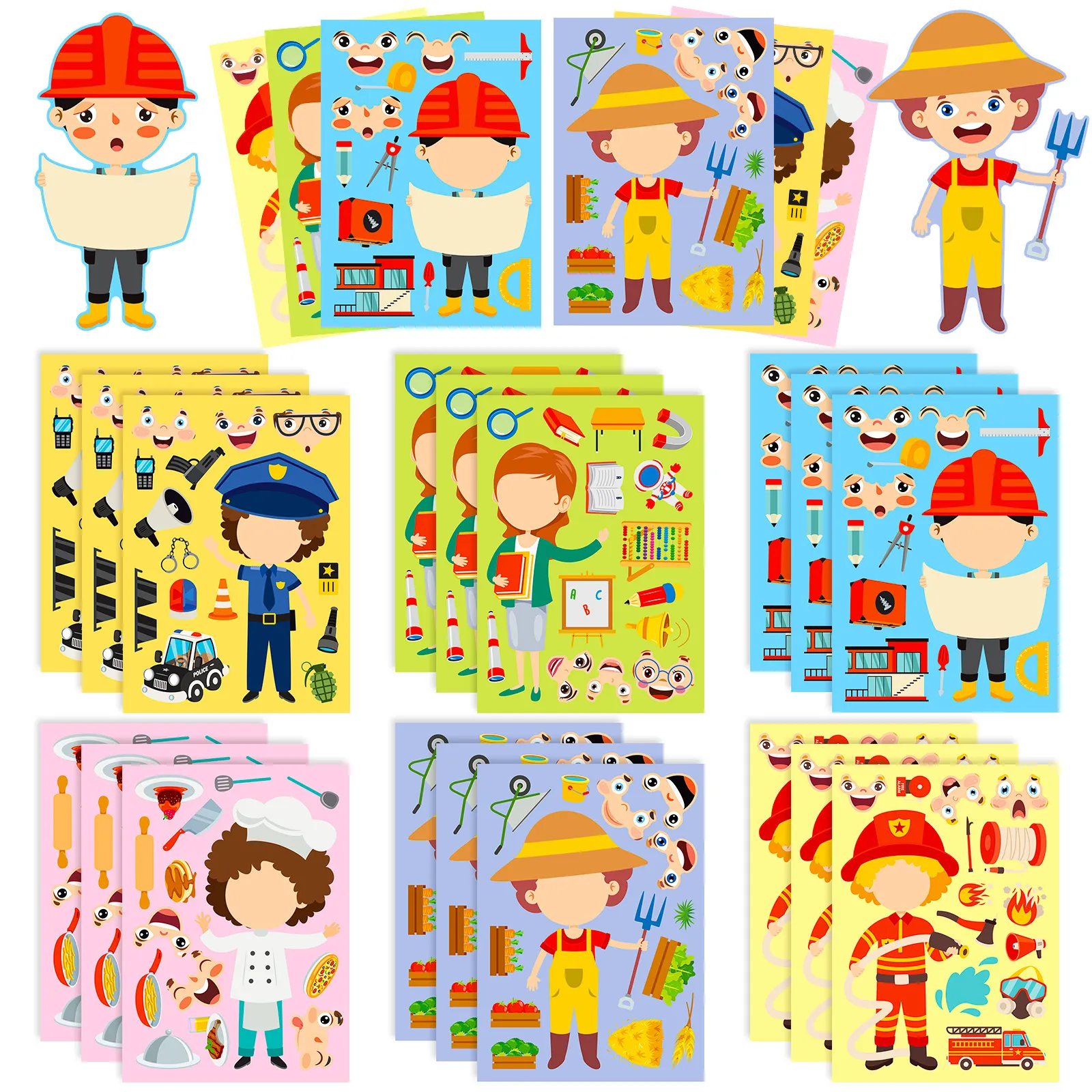 DHgate.com:Interactive DIY Face Puzzle Stickers - 6 Sheets Career ...