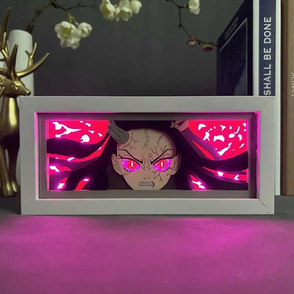 DHgate.com:Kimetsu No Yaiba Anime Table Lamp, Paper Cut Shadow Box Home ...