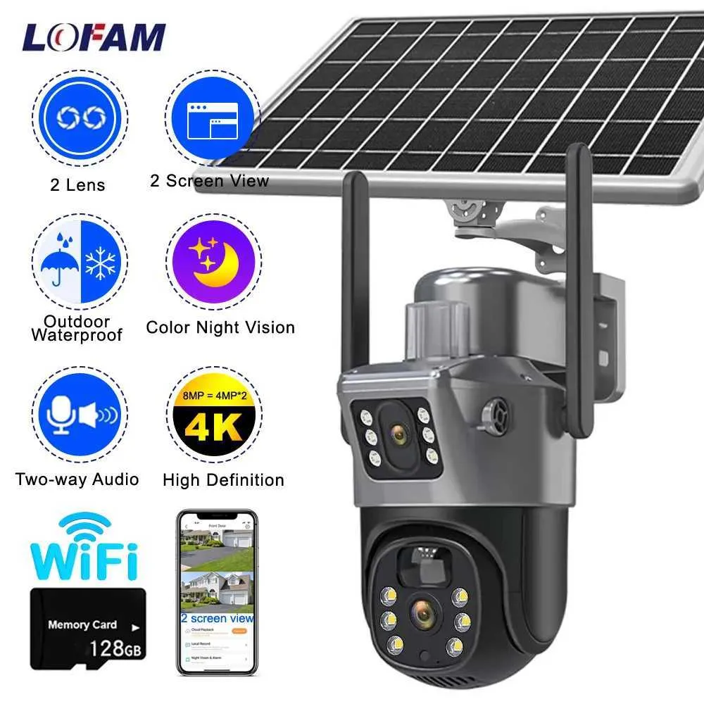 WLAN Kamera Kits Solar WiFi Kamera 8MP Dual Objektiv Im Freien Im ...