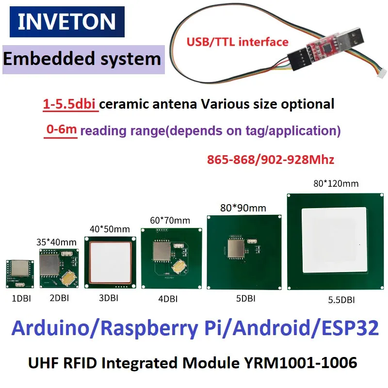 UHF RFID Reader Writer YRM100 Module, USB TTL, 155dBi Antenna ...